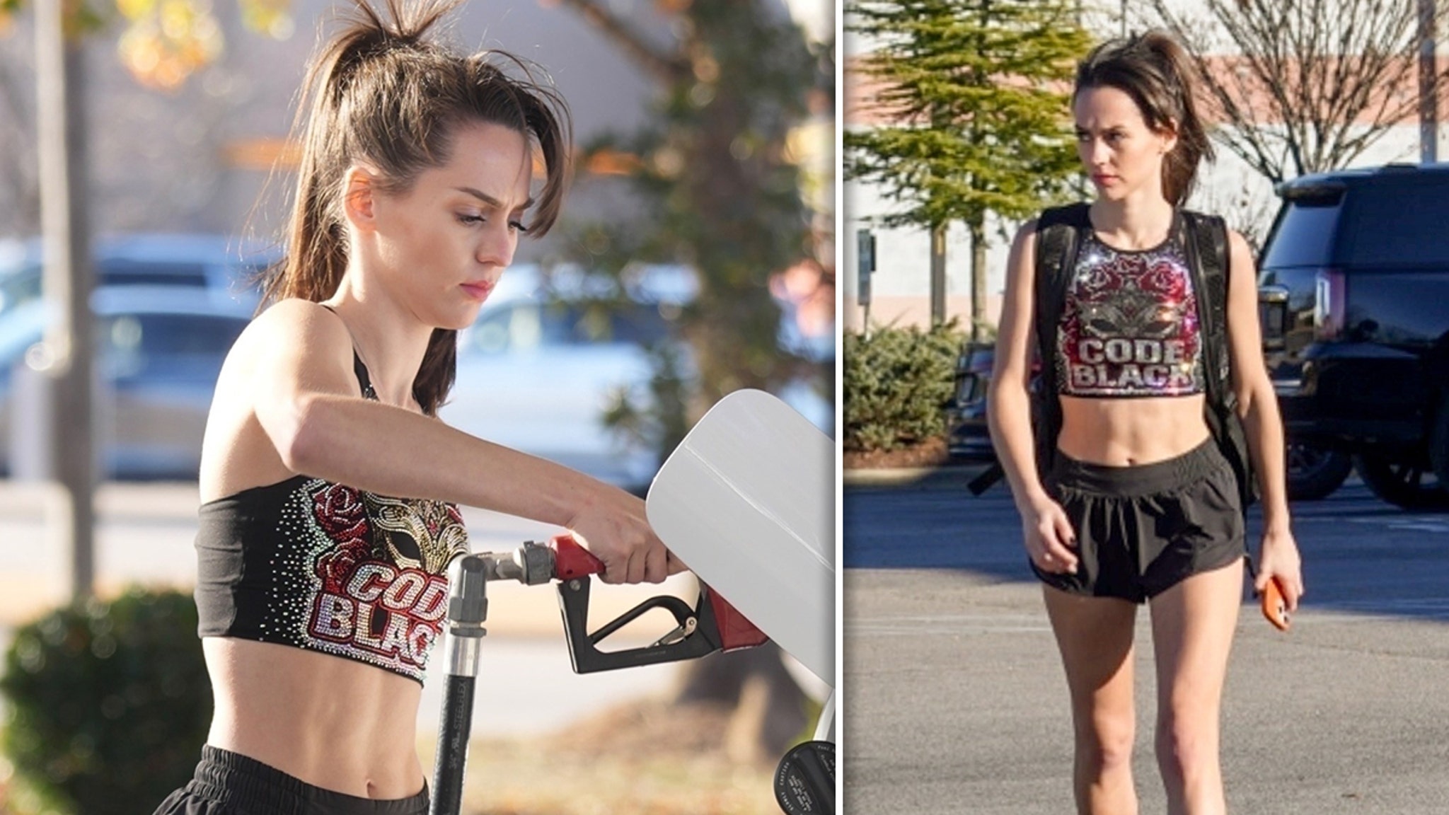 Jordan Hudson hace alarde de abdominales con un pequeño traje de ...